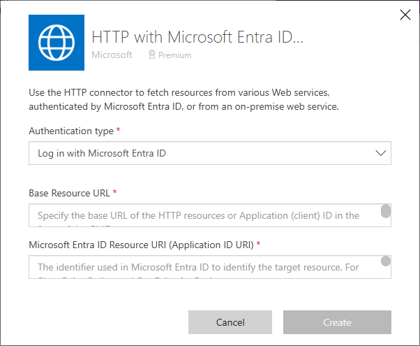 HTTP with Microsoft Entra ID (preauthorized) Connector